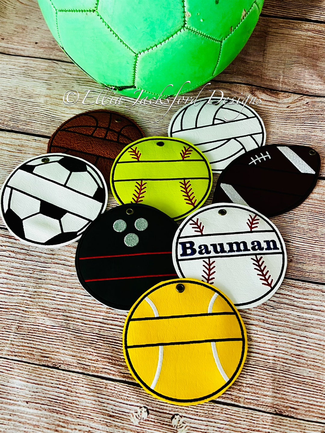 Sports Ball Name Frame Bag Tag Embroidery Design BUNDLE - Etsy