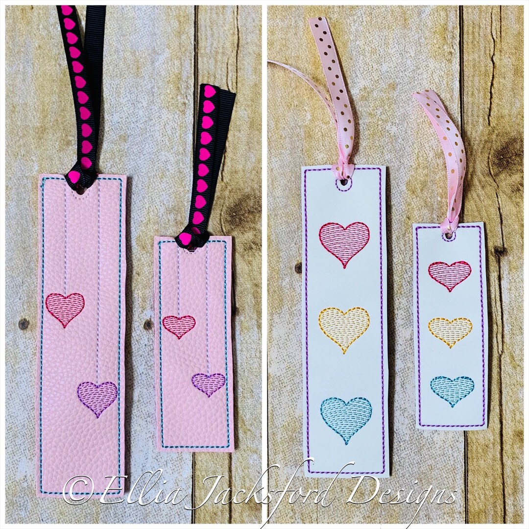 ITH Set of Two Heart Bookmarks Embroidery Design - Etsy