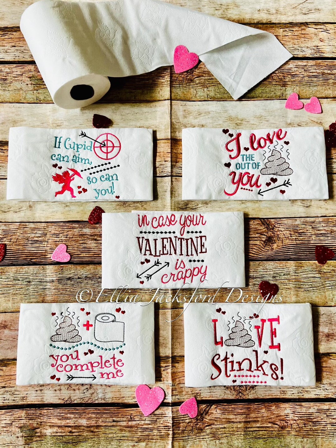 Valentine's Day Toilet Paper Embroidery Design BUNDLE - Etsy