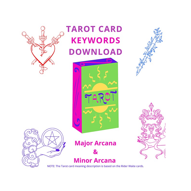 Tarot Card Keywords Cheat Sheet: Major & Minor Arcana (digital Download ...