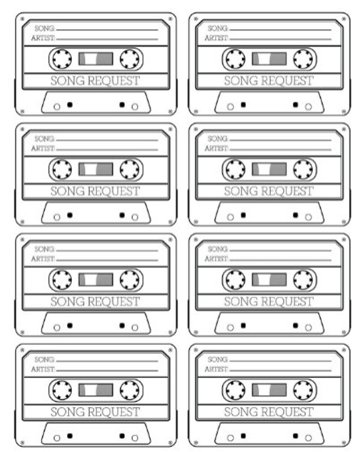 Karaoke Song Request Slip 8 per Page Printable - Etsy