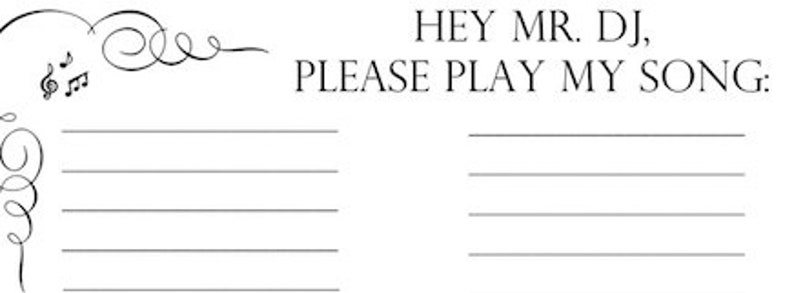 Excellent DJ Song Request Sheets Printable | Etsy