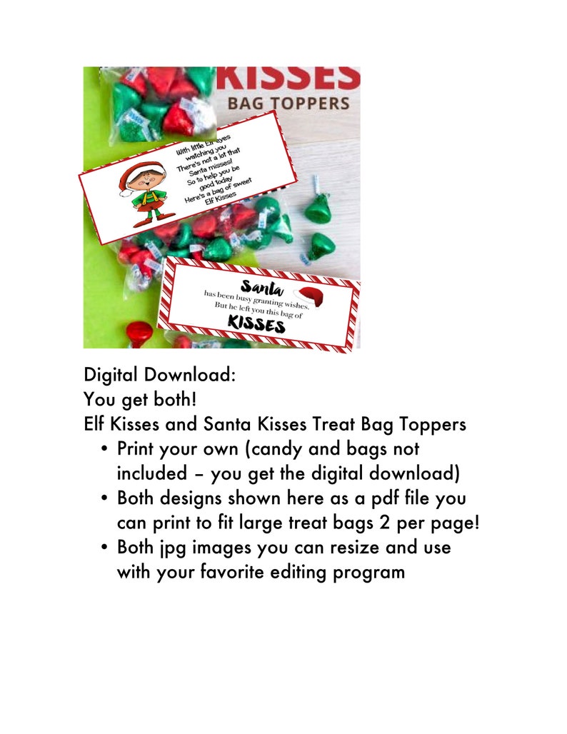 Elf Kisses, Santa Kisses Plus Bonus Jpg - Snowman Soup! - Print and Cut ...