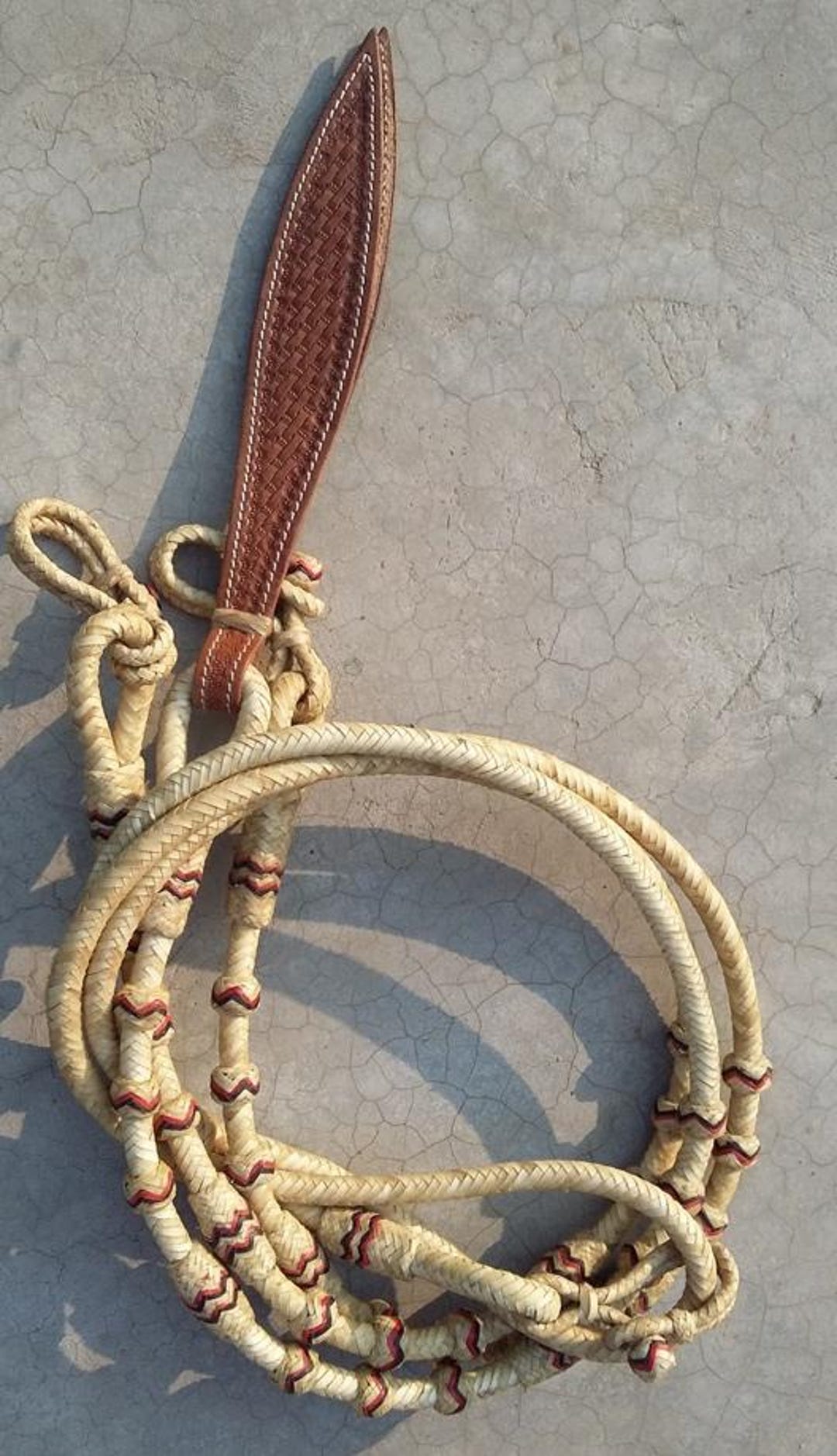Handmade Leather Romal Reins Hand Braided Natural Red Rawhide Leather ...