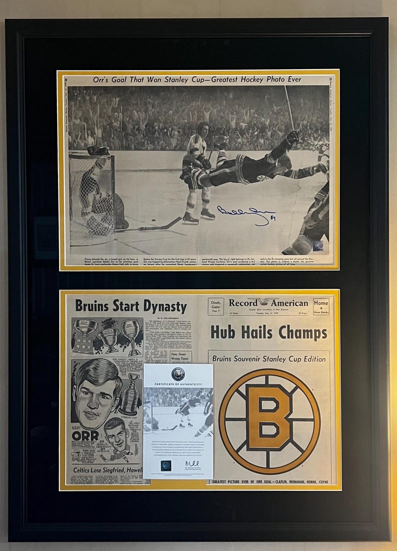 Bobby Orr Signed Photo Custom Framed Boston Newspaper May 12, 1970 ...