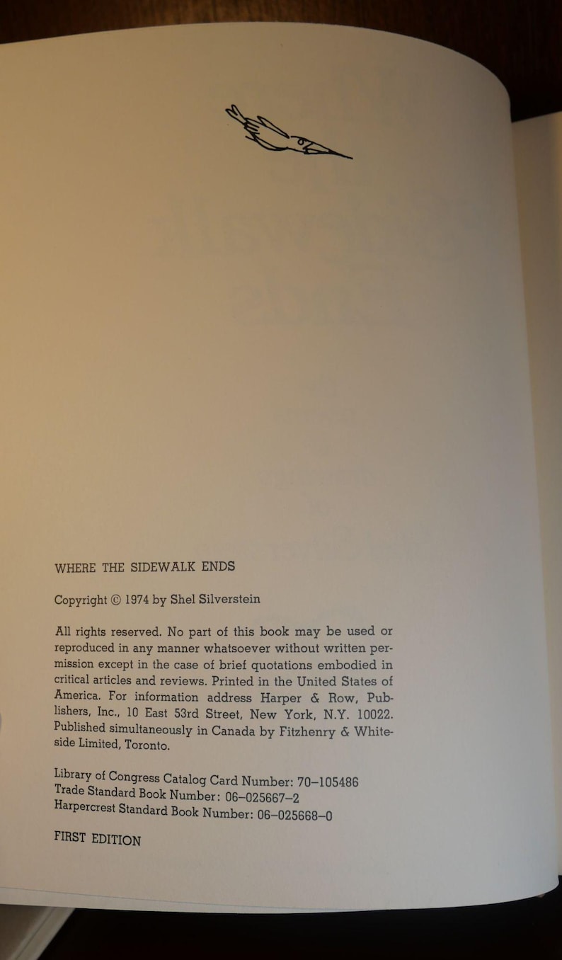 Shel Silverstein / Where the Sidewalk Ends SIGNED 1st Edition 1974 - Etsy