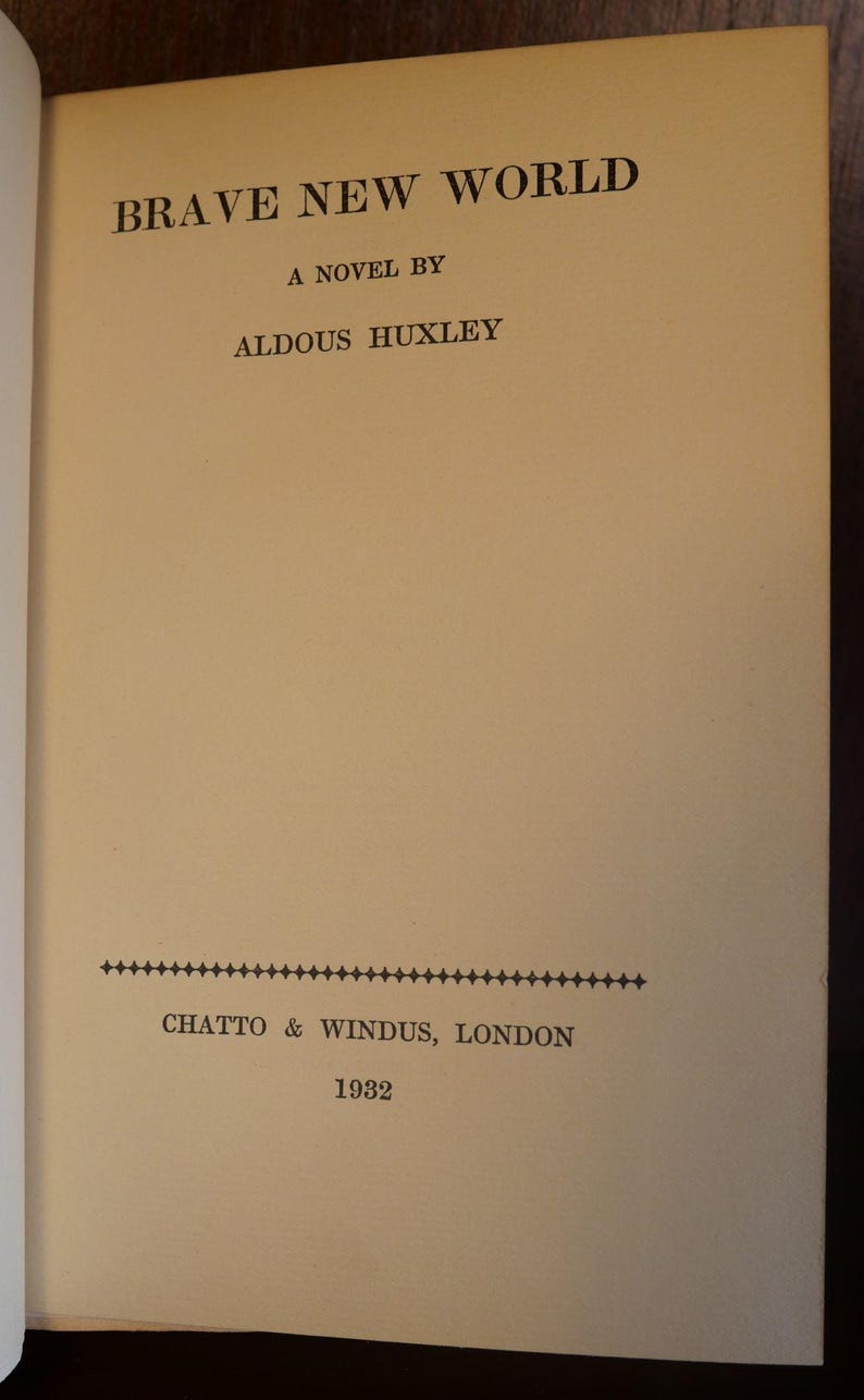 Aldous Huxley / Brave New World SIGNED 1st Edition 1932 - Etsy
