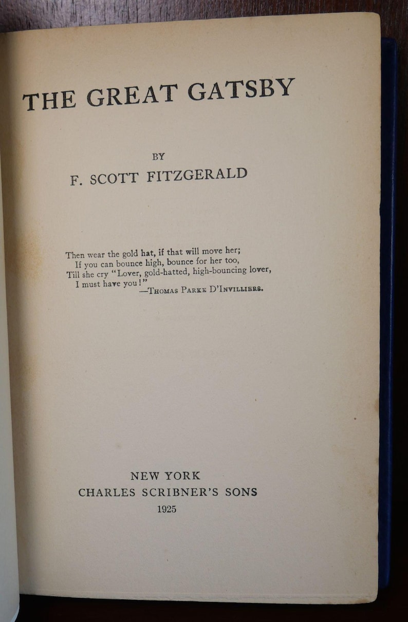 F Scott Fitzgerald / the Great Gatsby 1st Edition 1925 - Etsy Australia