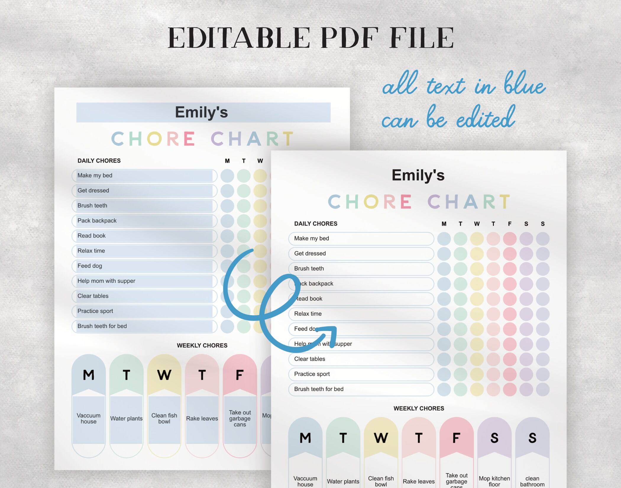 Chore Chart for Toddler Kids Editable Daily Routine Checklist ...