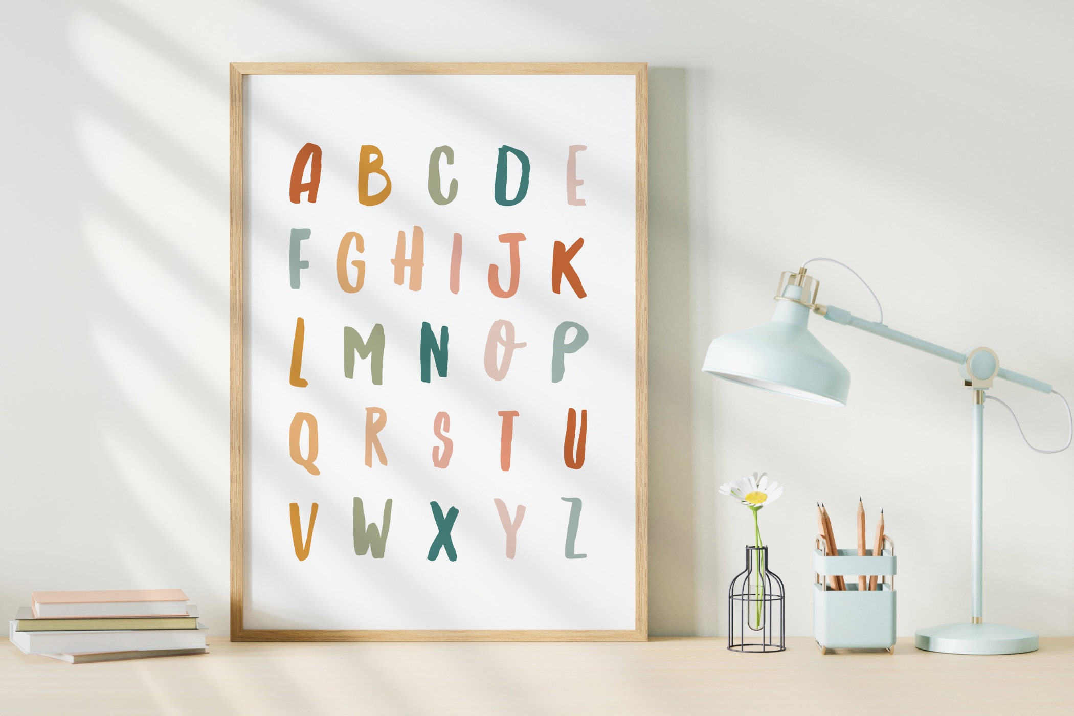 Alphabet Poster Nursery Home School Wall Print Uppercase Letters ABC ...