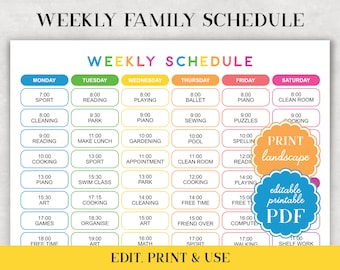 PINK DAILY SCHEDULE, Editable, Pdf, Printable, Chore Chart, Schedule ...
