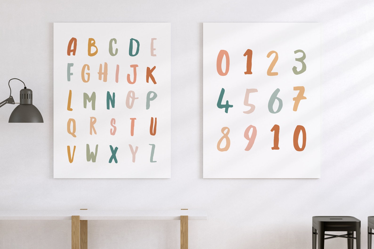 Alphabet Poster Nursery Home School Wall Print Uppercase Letters ABC ...