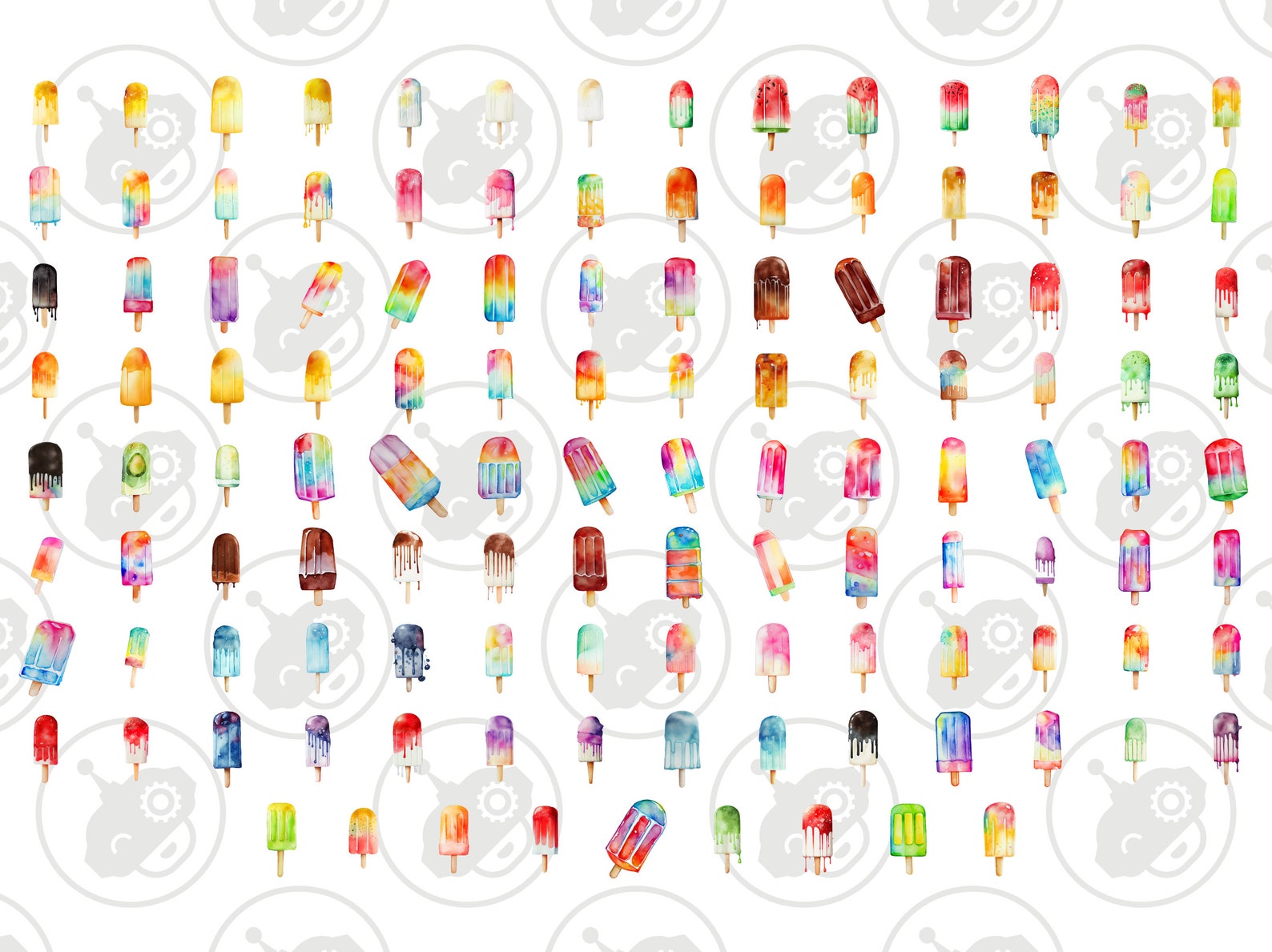 Watercolor Popsicle Clipart - Sweet Summer Desert Image Set - Etsy