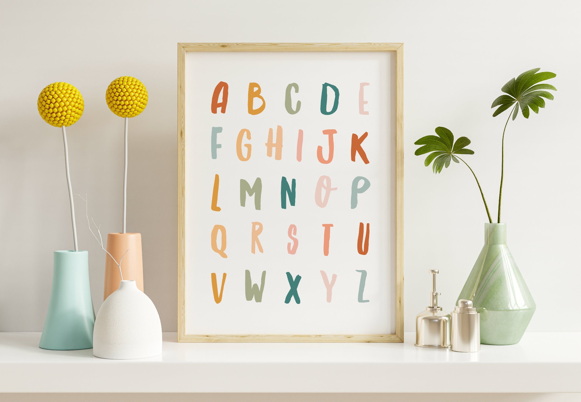 Alphabet Poster Nursery Home School Wall Print Uppercase Letters ABC ...