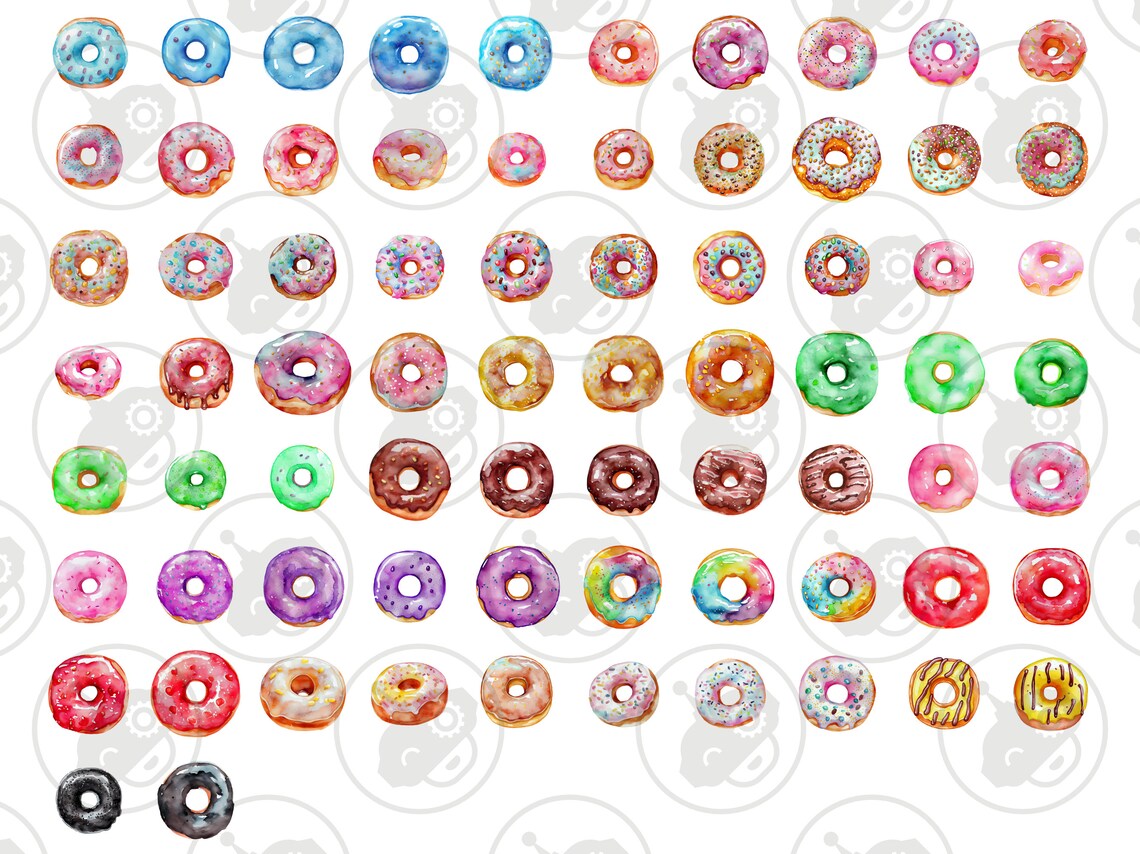 Watercolor Donut Clipart Sweet Pastry Breakfast Food Clipart Set - Etsy