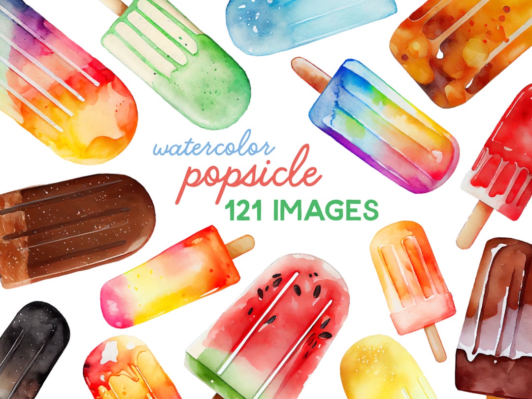 Watercolor Popsicle Clipart - Sweet Summer Desert Image Set - Etsy