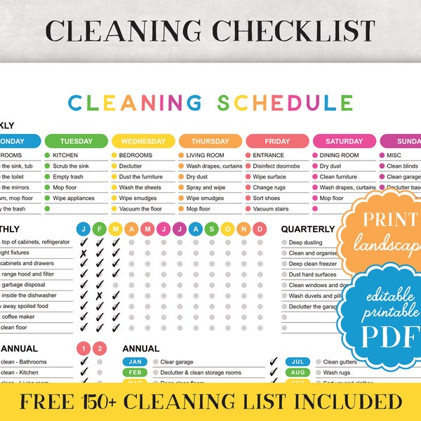 Yearly Cleaning Checklist Template - Etsy