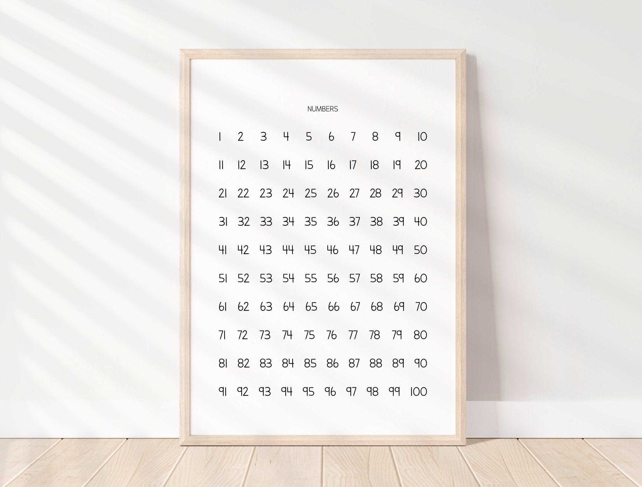 Rainbow 1-100 Numbers Poster Nursery Home School Wall Print Uppercase ...