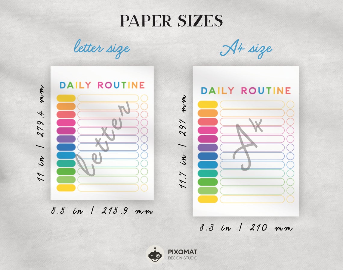 Daily Routine Chart Checklist for Kids Editable Personalised to Do List ...