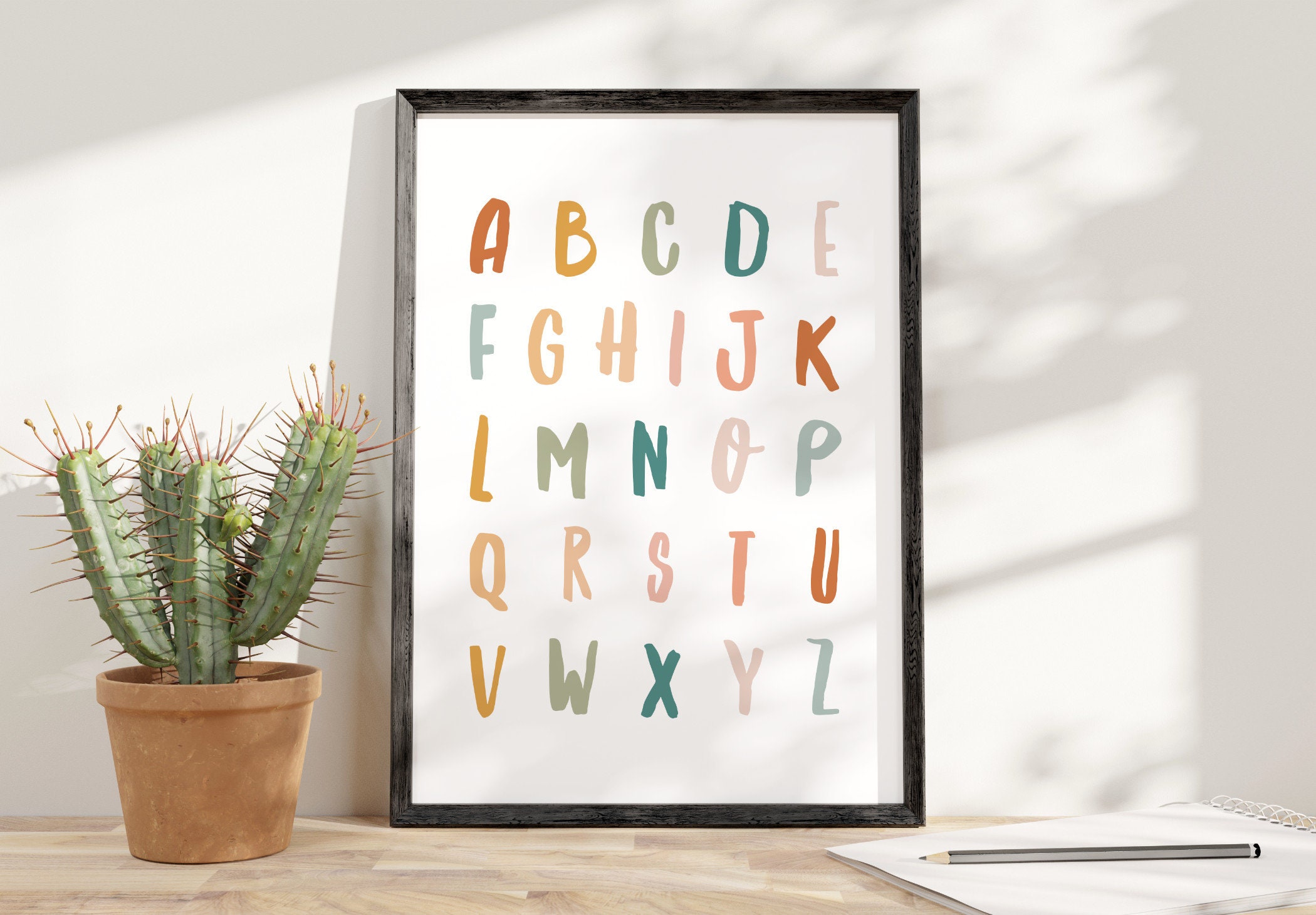 Alphabet Poster Nursery Home School Wall Print Uppercase Letters ABC ...