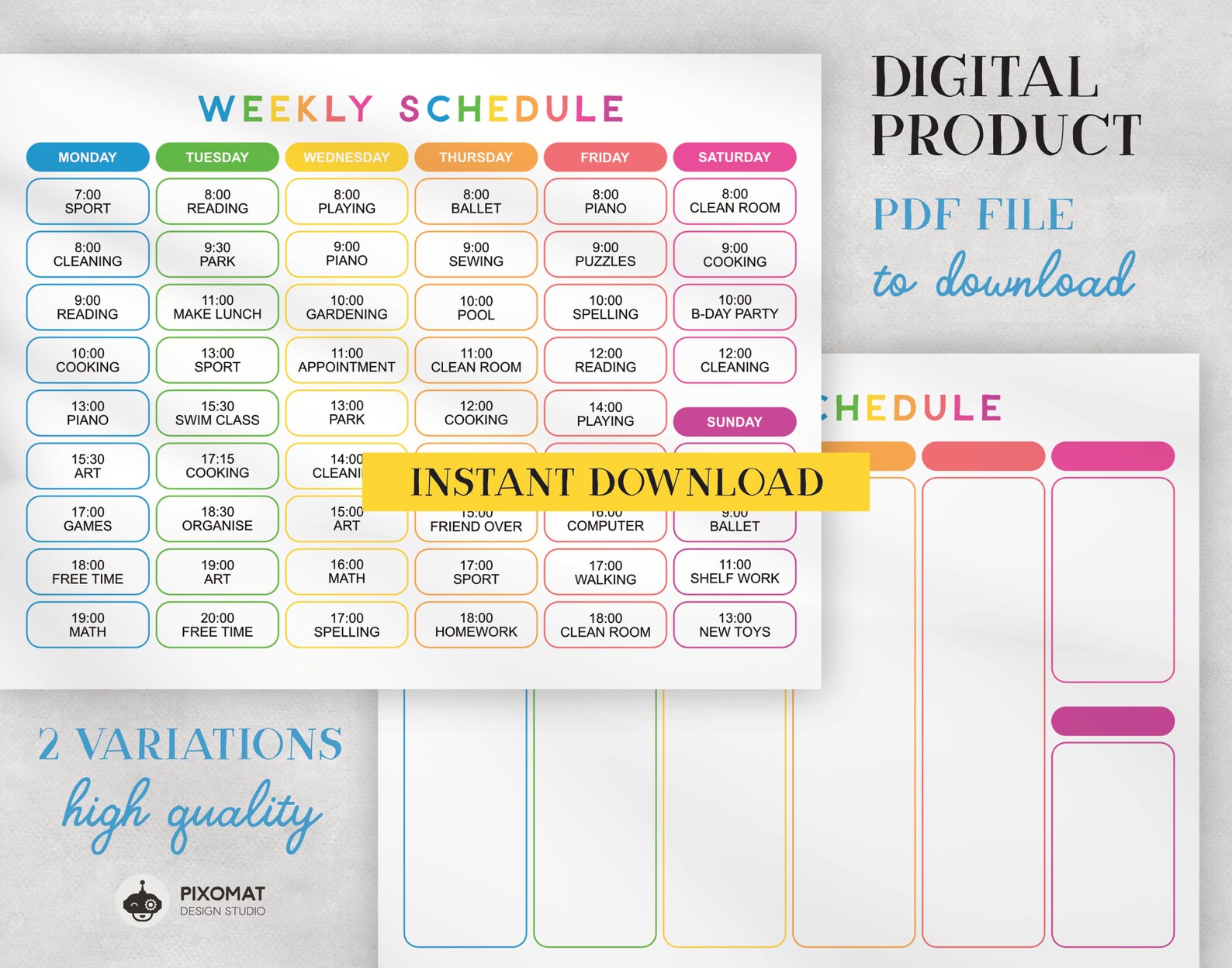 Weekly Family Schedule - Editable to Do List Chart for Kids & Adults ...