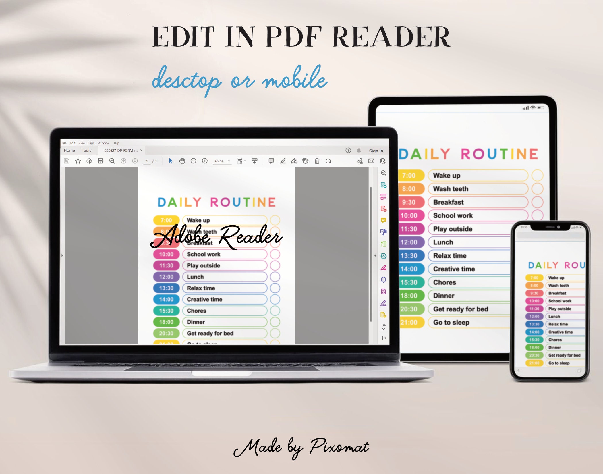 Daily Routine Chart Checklist for Kids Editable Personalised to Do List ...