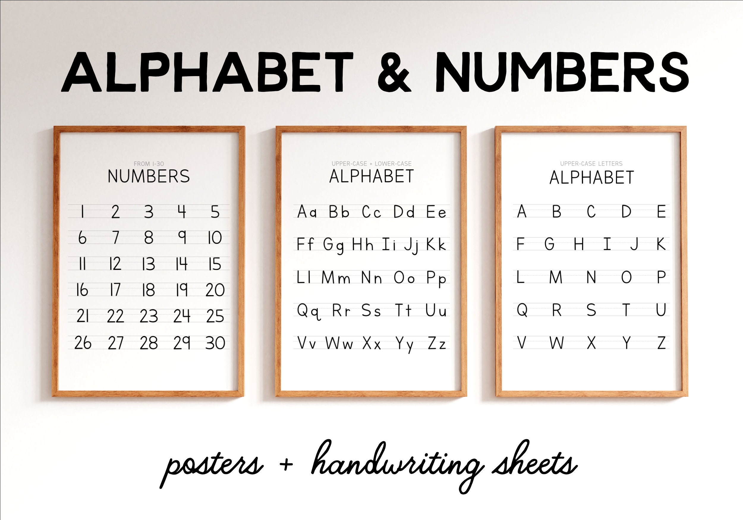 Alphabet Poster Neat Handwriting Classroom ABC 123 Upper/lowercase ...