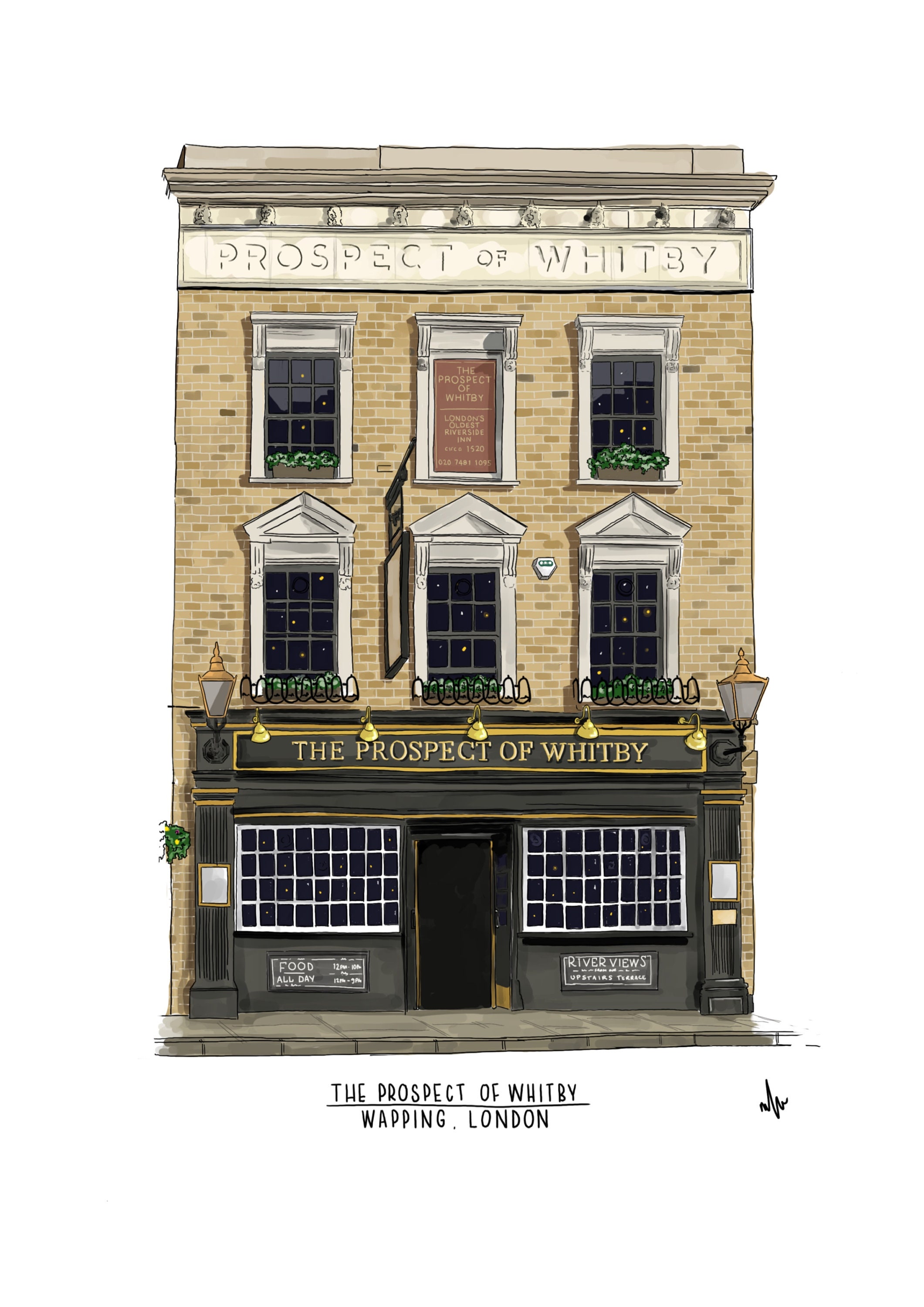 The Prospect of Whitby Illustration Print | Etsy