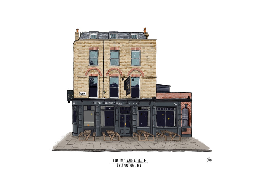 The Pig & Butcher Pub Islington Illustration Print - Etsy