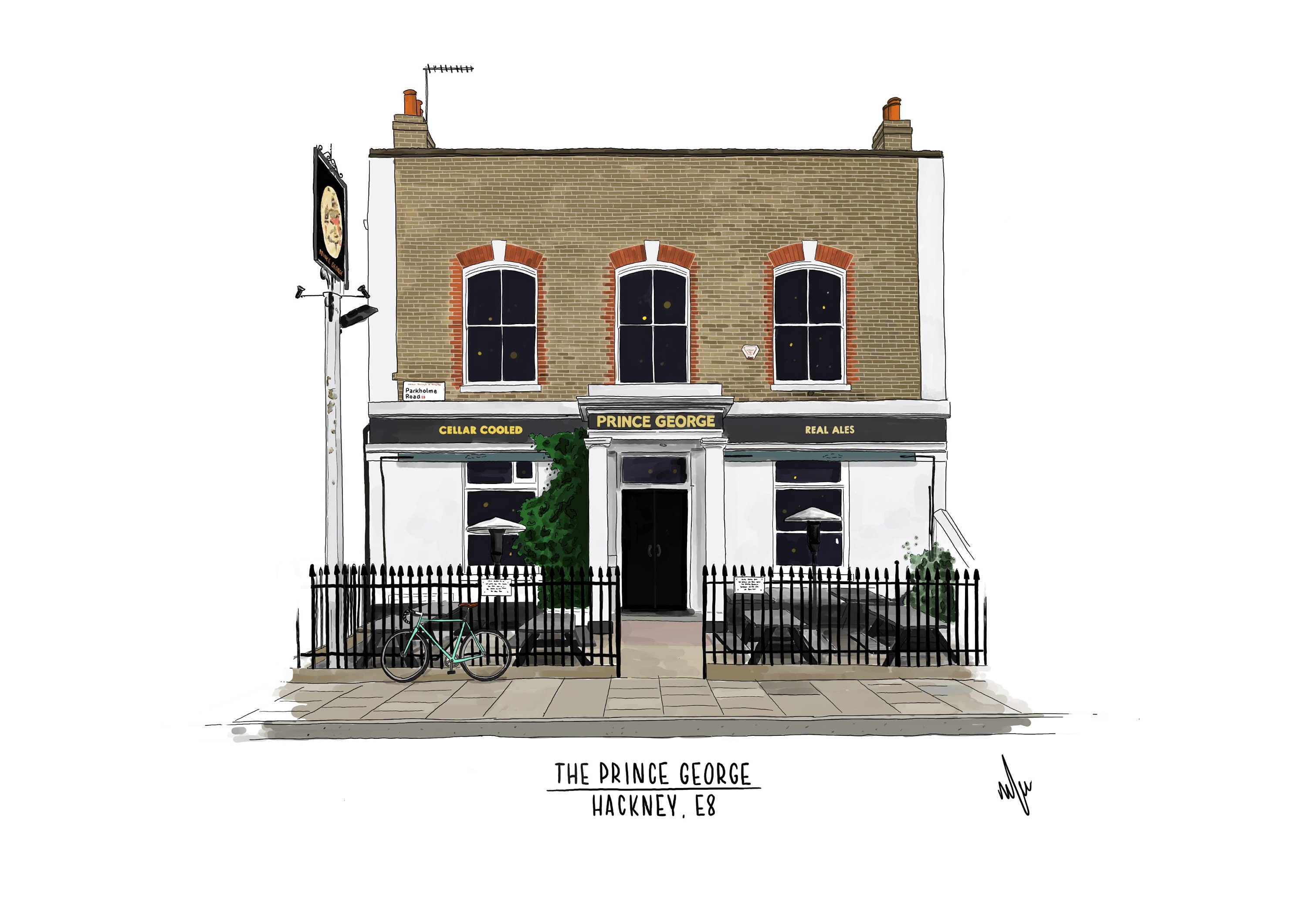 The Prince George Pub Hackney Illustration Print - Etsy España