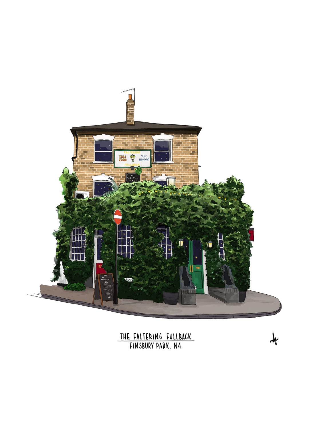 The Faltering Fullback Finsbury Park Illustration Print - Etsy