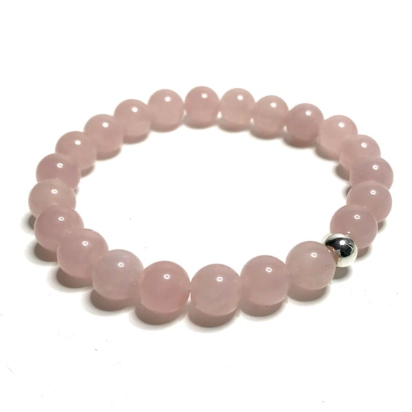 Genuine Rose Quartz and Silver Bracelet - Etsy