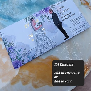 Sliding Bride Wedding Invitation, Moden Luxury Personalized Caricature ...