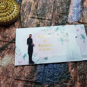 Sliding Bride Wedding Invitation Laser Cut Personalized, Gold Foil ...