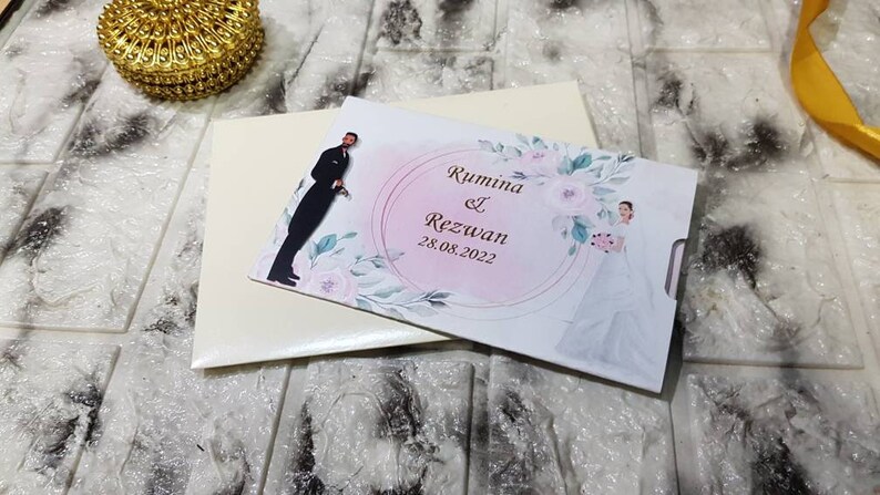 Sliding Bride Wedding Invitation Laser Cut Personalized Gold - Etsy