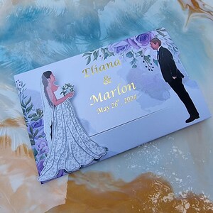 Sliding Bride Wedding Invitation, Moden Luxury Personalized Caricature ...