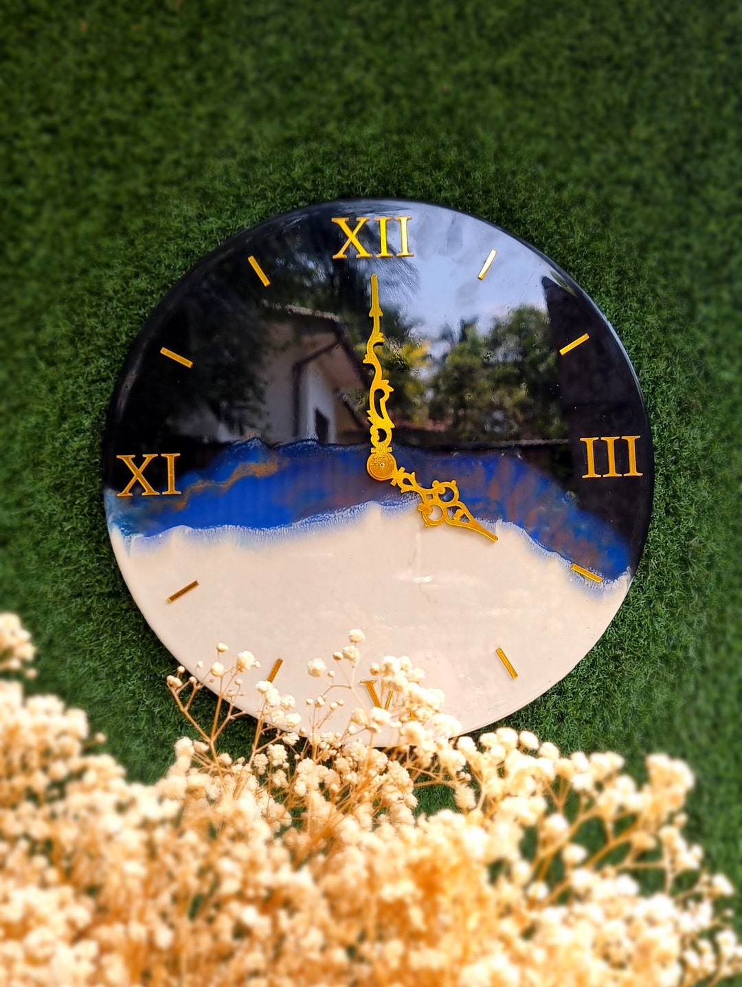 Large Epoxy Wall Clocks,modern Christmas Gift, Resin Ocean Art, Modern ...