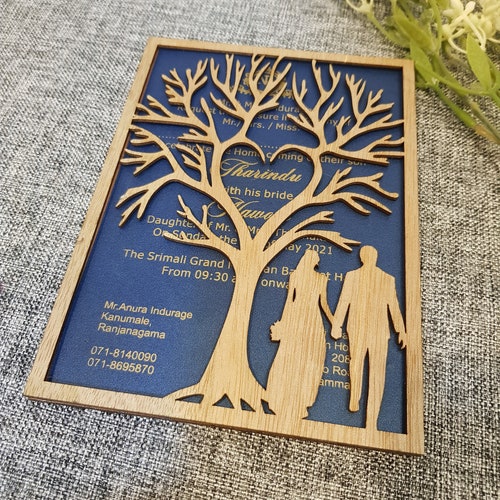 Laser Cut Wedding Invitation Engraved Wooden Wedding - Etsy