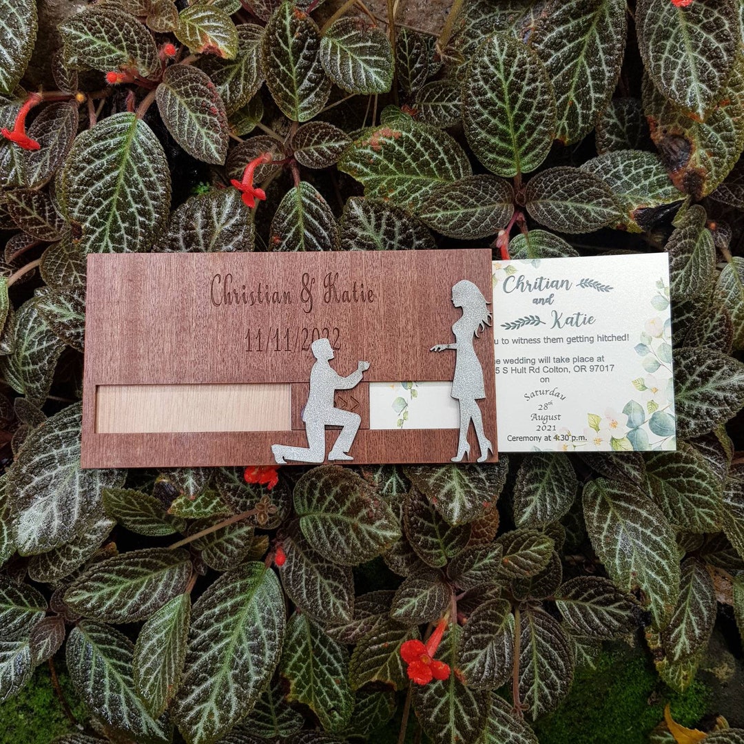 Sliding Wedding Invitation Laser Cut Personalized, Wooden Wedding ...