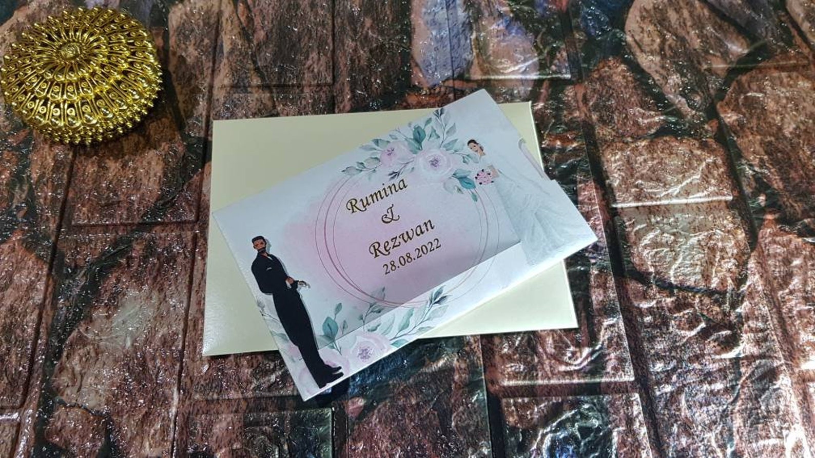 Sliding Bride Wedding Invitation Laser Cut Personalized Gold - Etsy