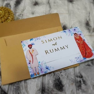 Indian Sliding Bride Wedding Invitation Laser Cut Personalized, Gold ...