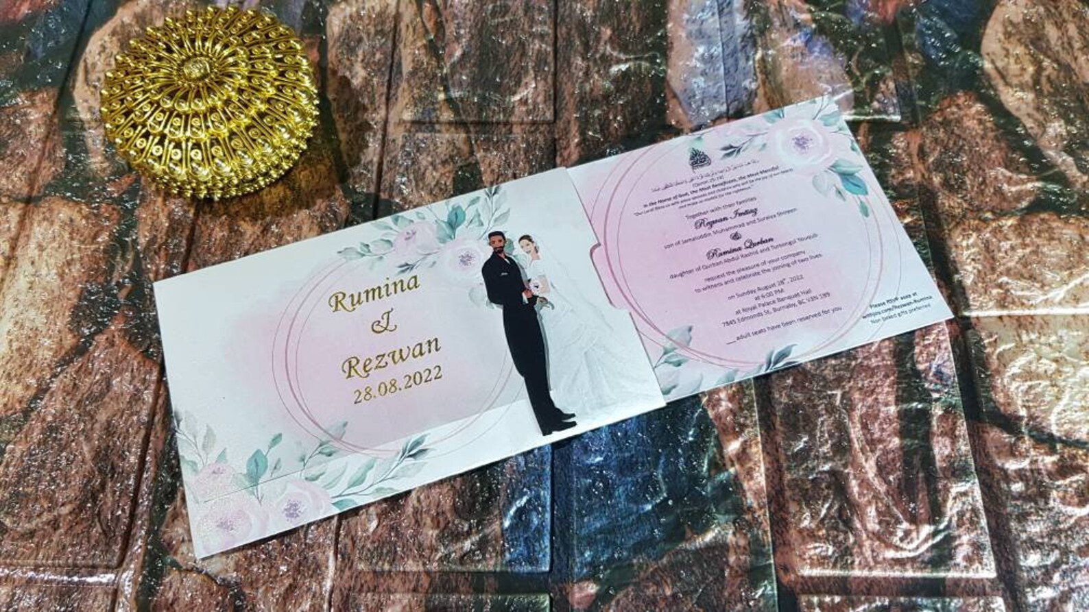 Sliding Bride Wedding Invitation Laser Cut Personalized Gold - Etsy