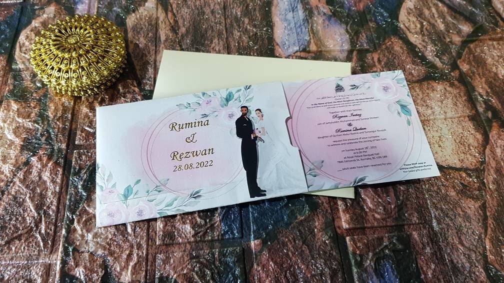 Sliding Bride Wedding Invitation Laser Cut Personalized Gold - Etsy