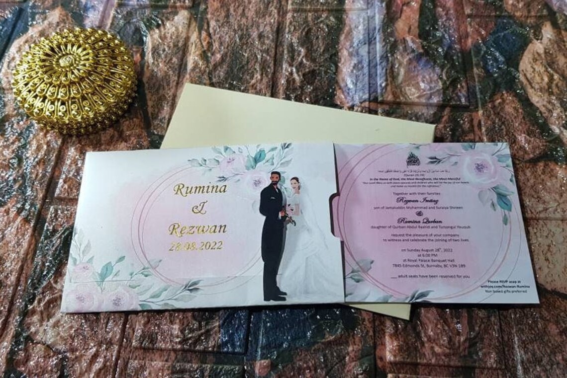 Sliding Bride Wedding Invitation Laser Cut Personalized Gold - Etsy