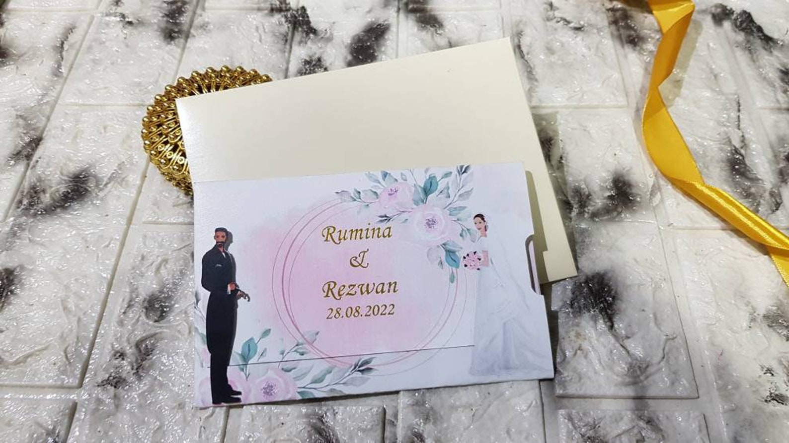 Sliding Bride Wedding Invitation Laser Cut Personalized Gold - Etsy