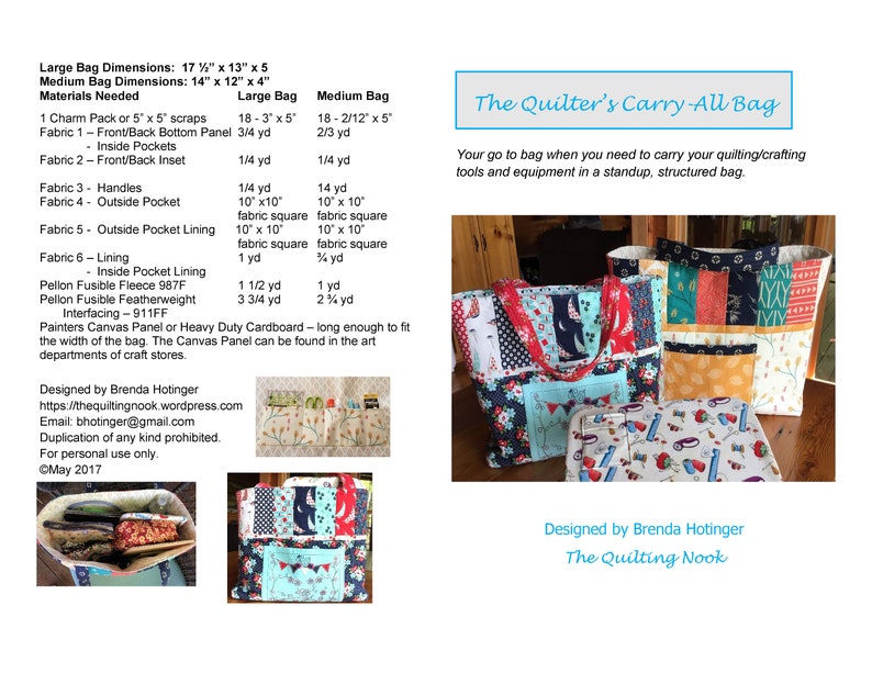 The Quilter's Carry-all Bag (tote Bag) - PAPER Pattern - Etsy