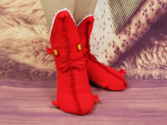 Crochet Dragon Slippers