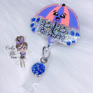 Rain Umbrella Badge Reel- Spring Badge Reels- Umbrella Badge Reels ...