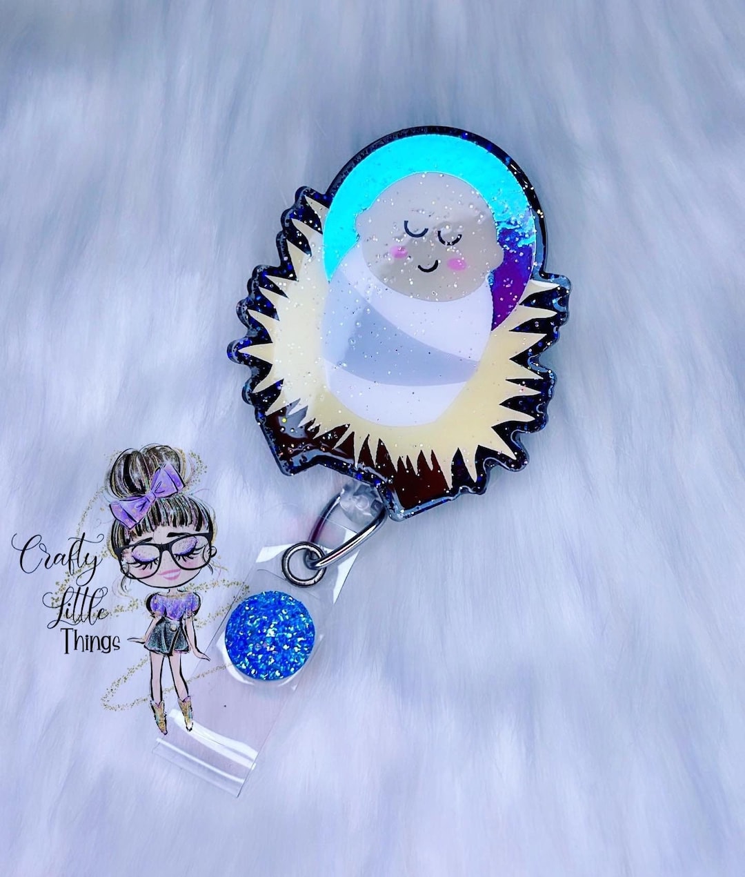 Baby Jesus in Manger Badge Reel- Christmas Badge Reels- Christian Badge ...