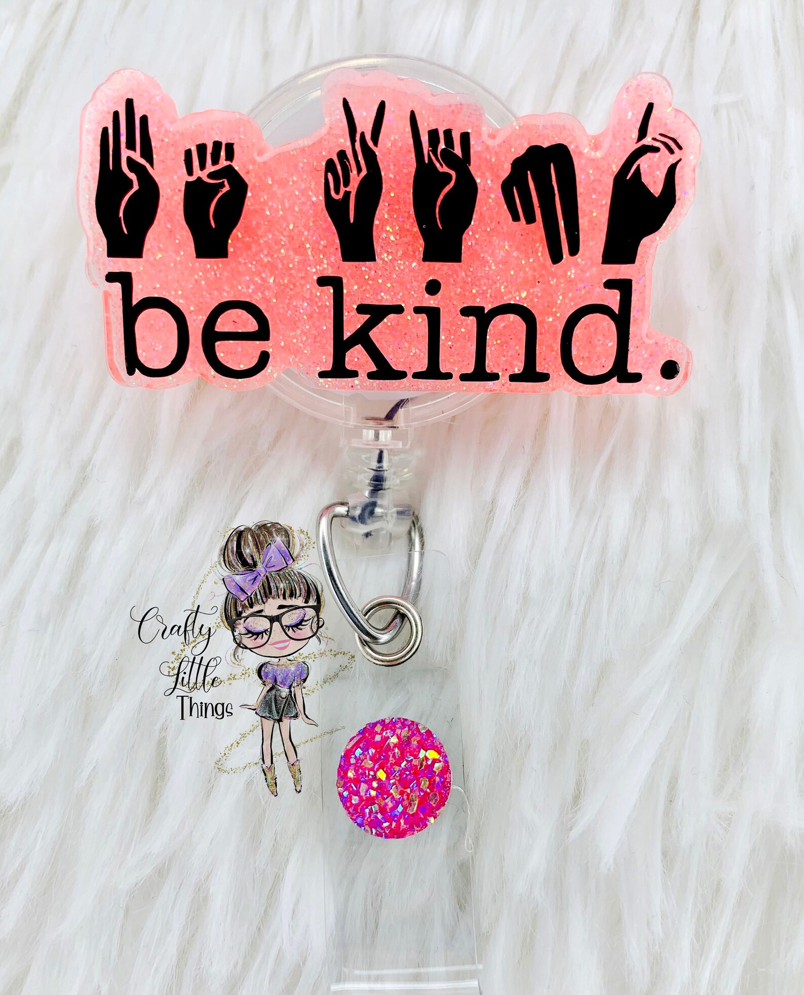 ASL Be Kind Badge Reel ASL Badge Reels Sign Language Badge | Etsy